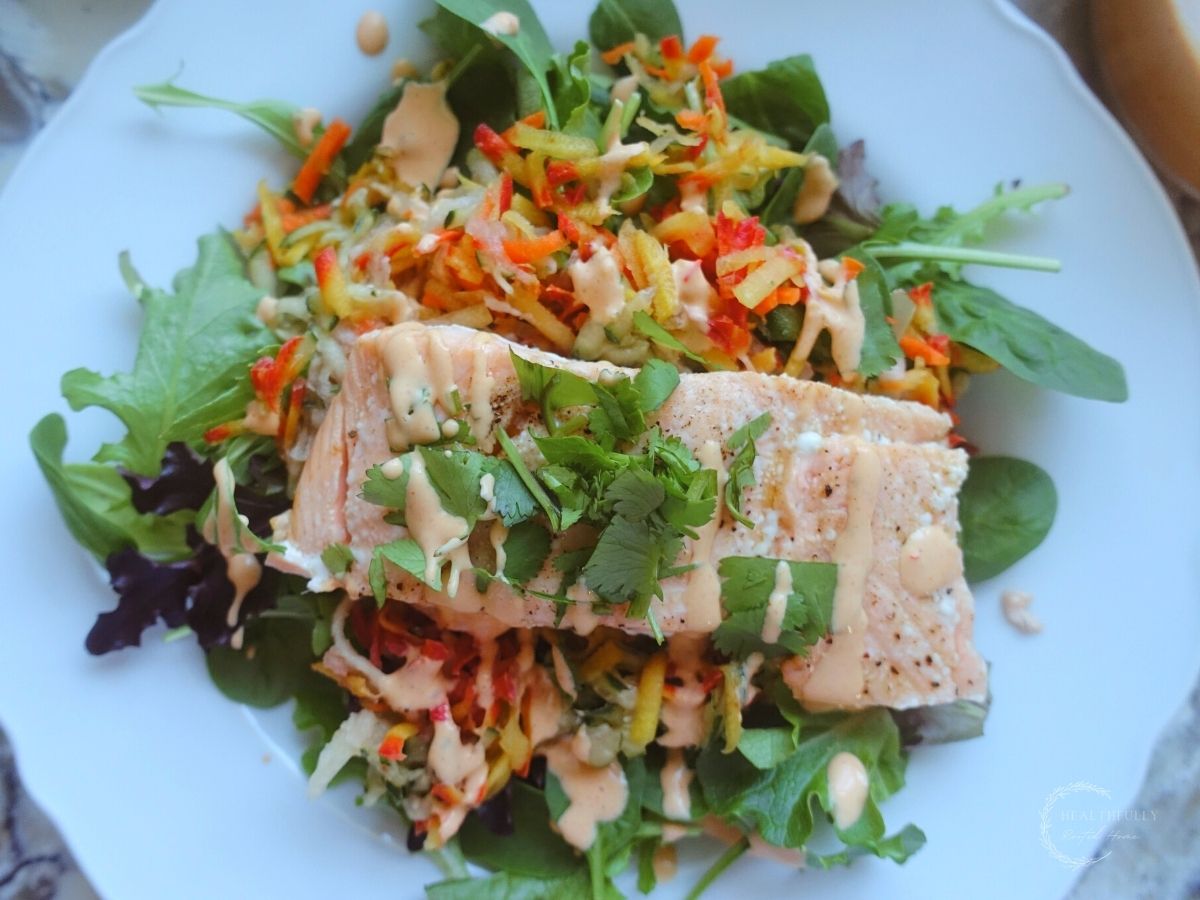 Salmon Banh Mi Salad - Easiest Dinner Recipe - Healthfully Rooted Home