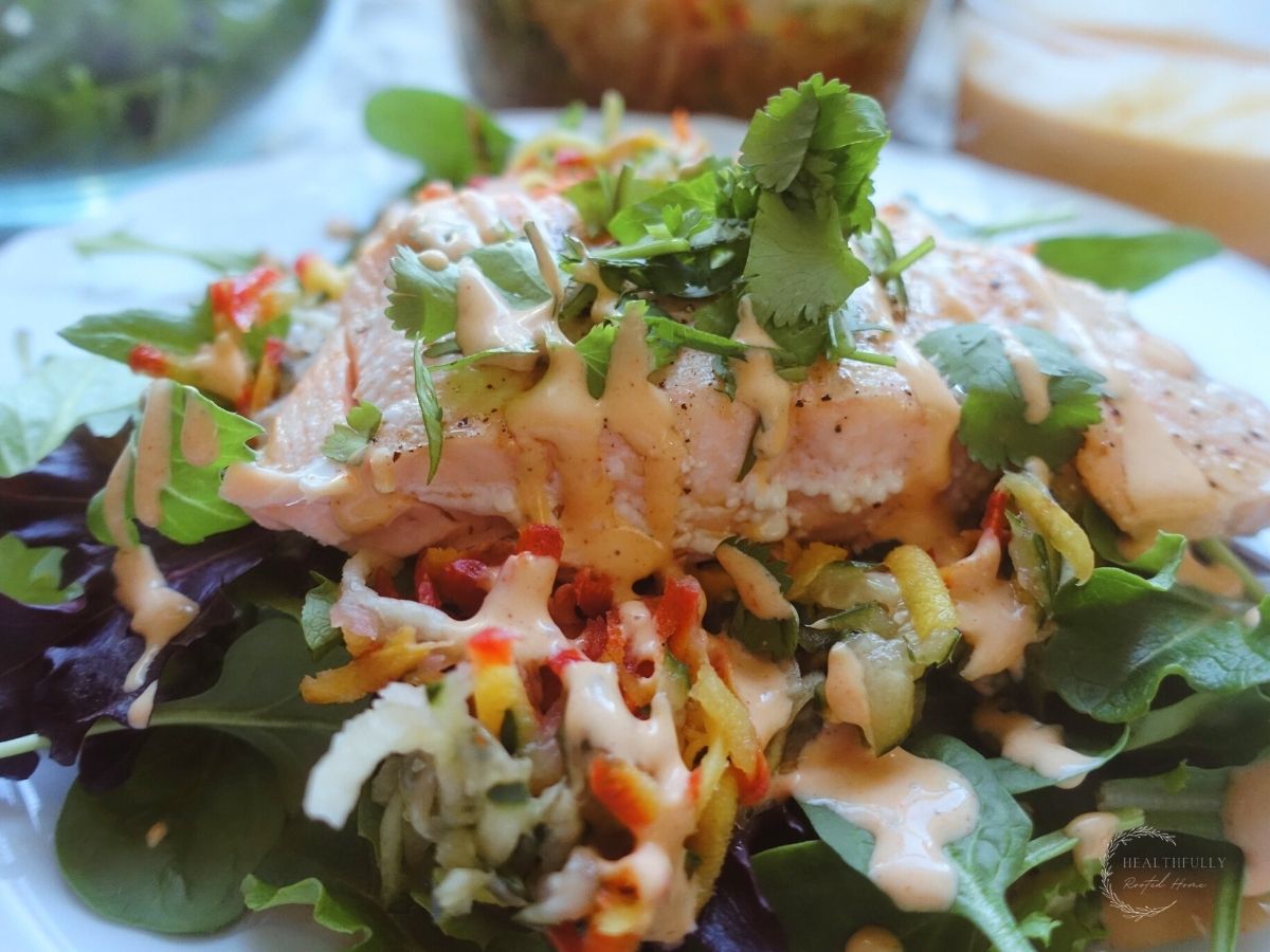 Salmon Banh Mi Salad - Easiest Dinner Recipe - Healthfully Rooted Home